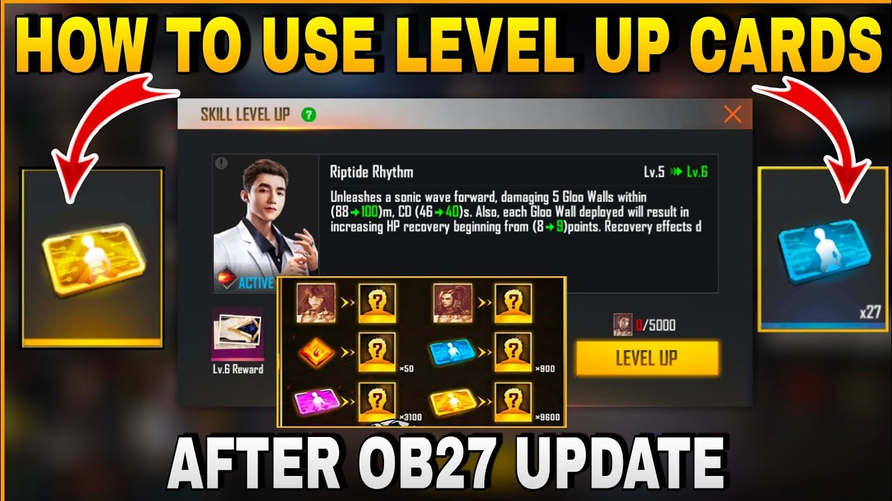 How to use level up card after ob27 update || garena free fire ...