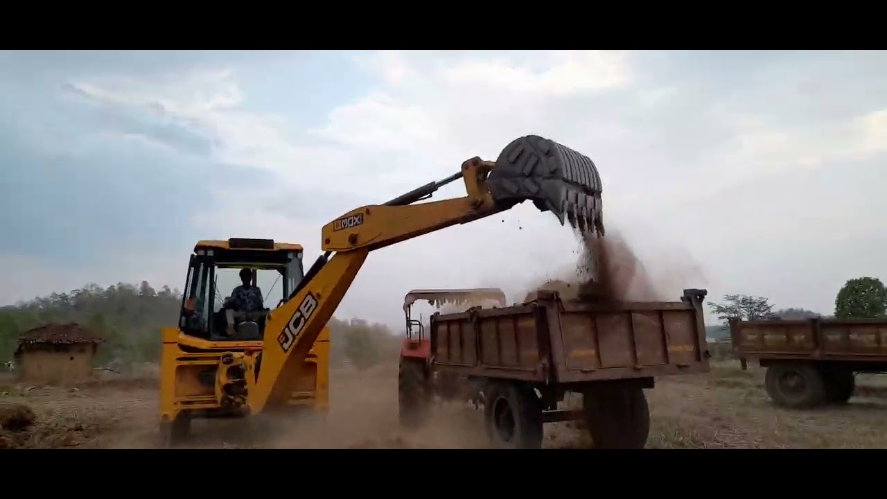 jcB 3dx Loding mashing mitti Mahindra 585Dl - YouTube