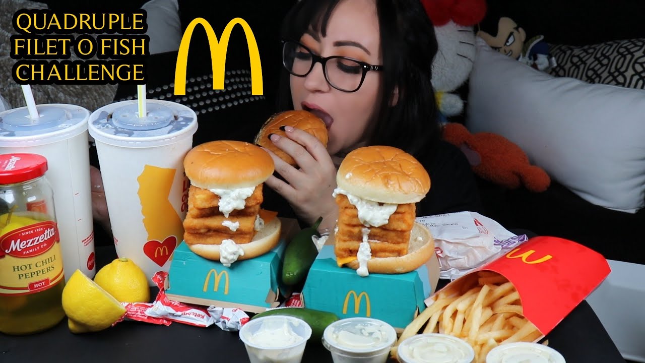 QUADRUPLE FILET O FISH CHALLENGE | MCDONALDS MUKBANG Big Guy Appetite ...
