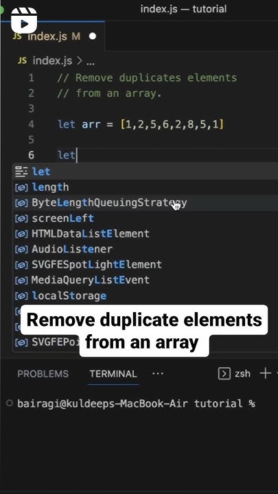 remove duplicate elements from array #dsajavascript #dsa #codelearning ...