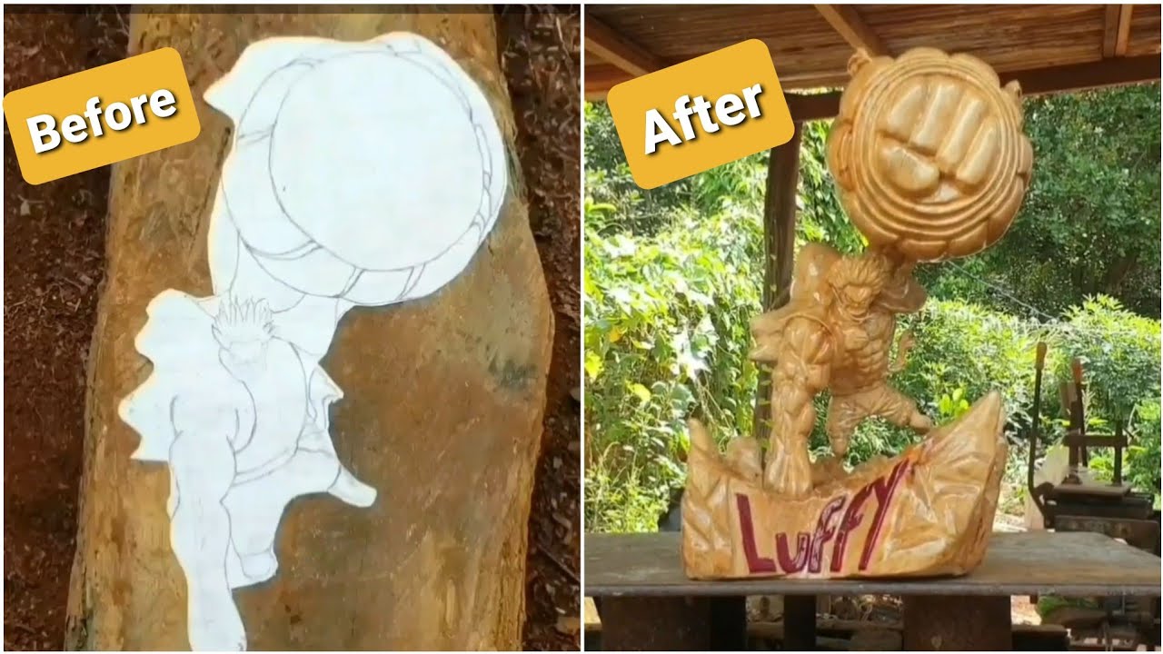 Wood carving ONE PIECE (ワンピース) figure Luffy Gear 4 - Woodworking art ...