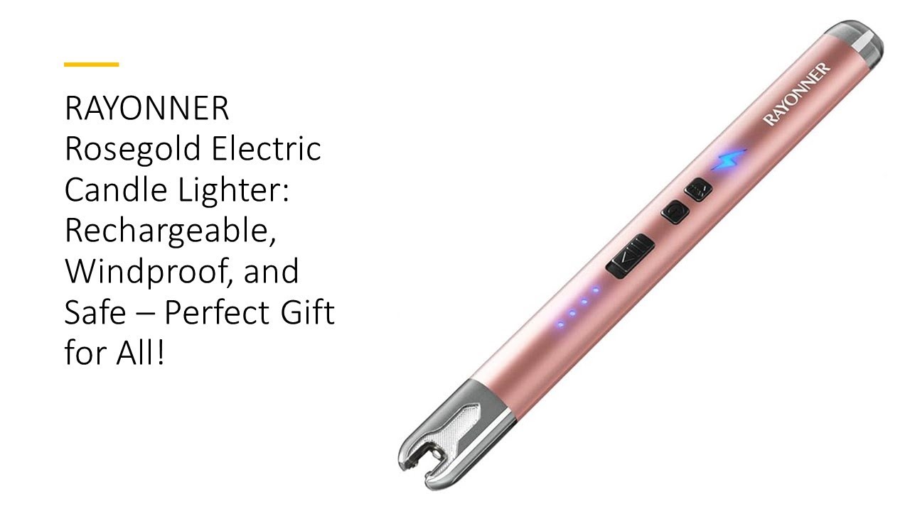 RAYONNER Rosegold Electric Candle Lighter: Rechargeable, Windproof, and ...