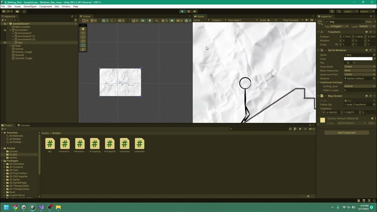 Unity Procedural Walking Test (ft. papercraft stickman) - YouTube