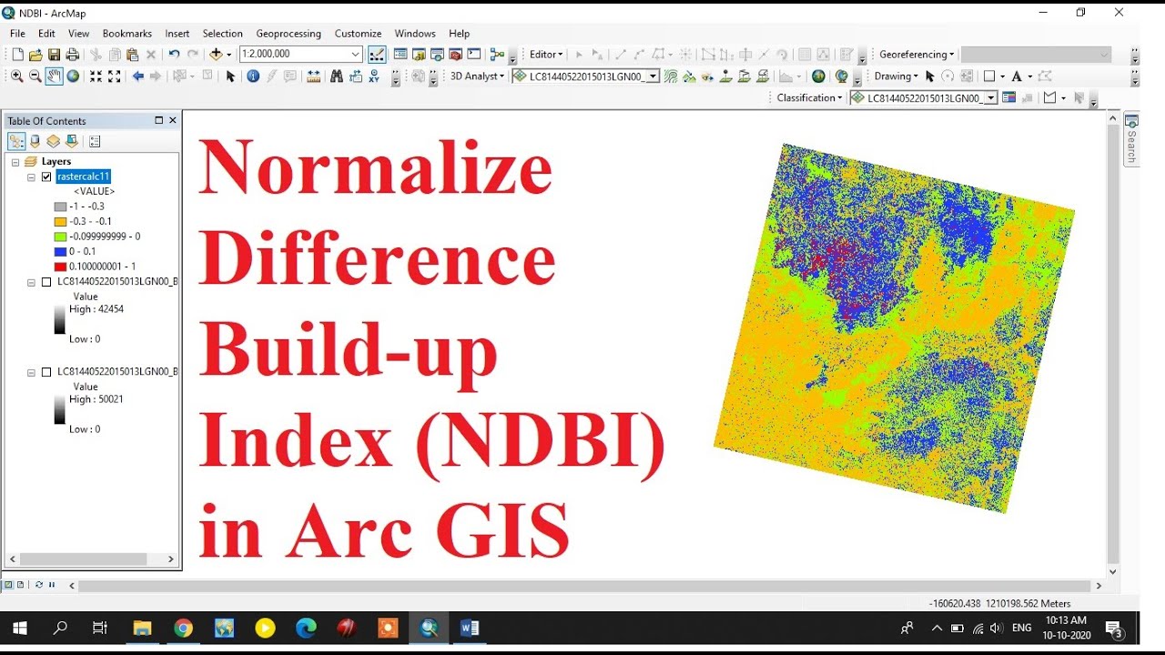 How To Create Normalize Difference Build Up Index Ndbi In Arc Gis Youtube