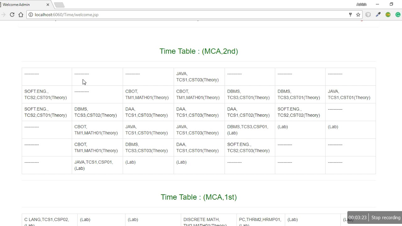 Time Table Management - YouTube