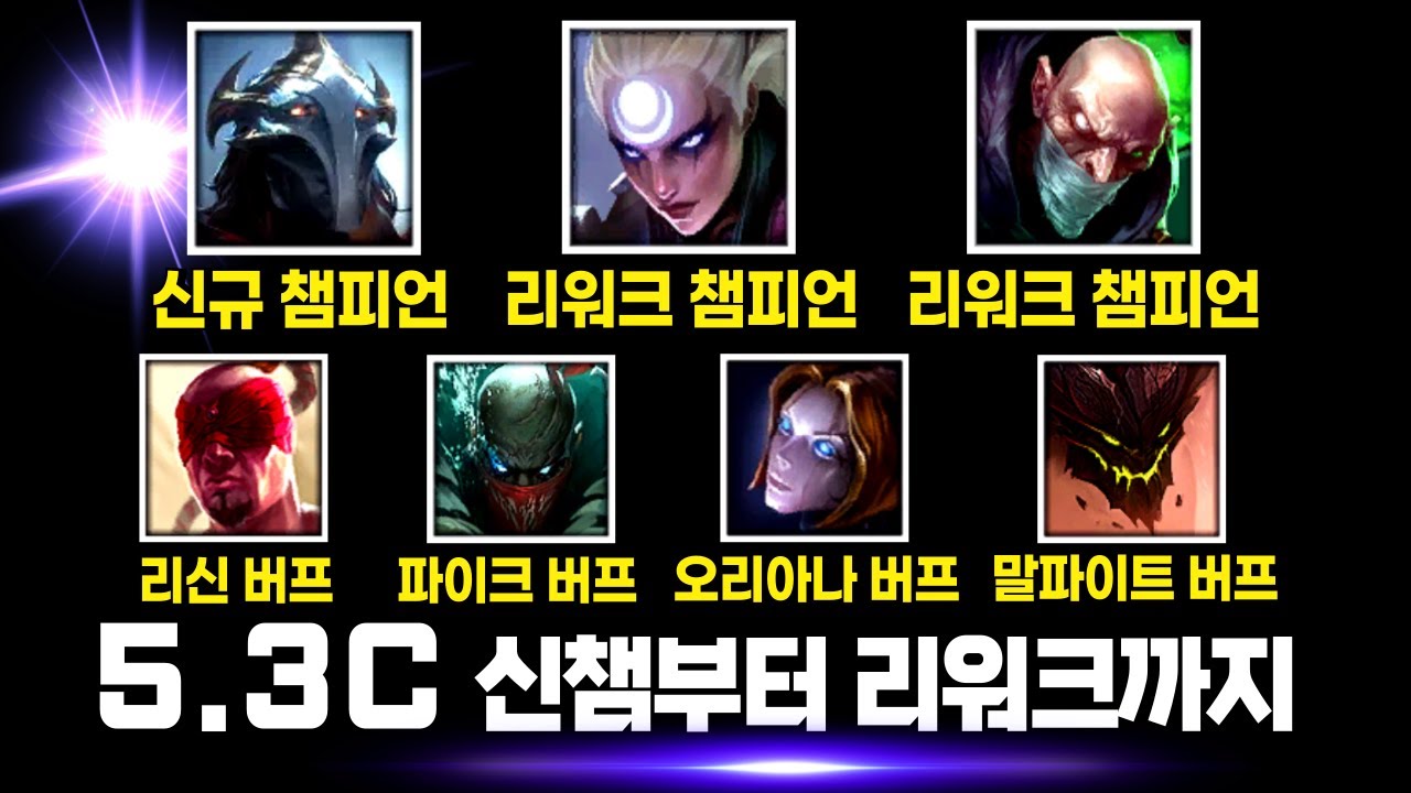 신챔 1개 리워크 챔피언 2개 이 외 버프 및 너프 챔피언 9개【와리 53c 패치 업데이트 총정리】 Youtube