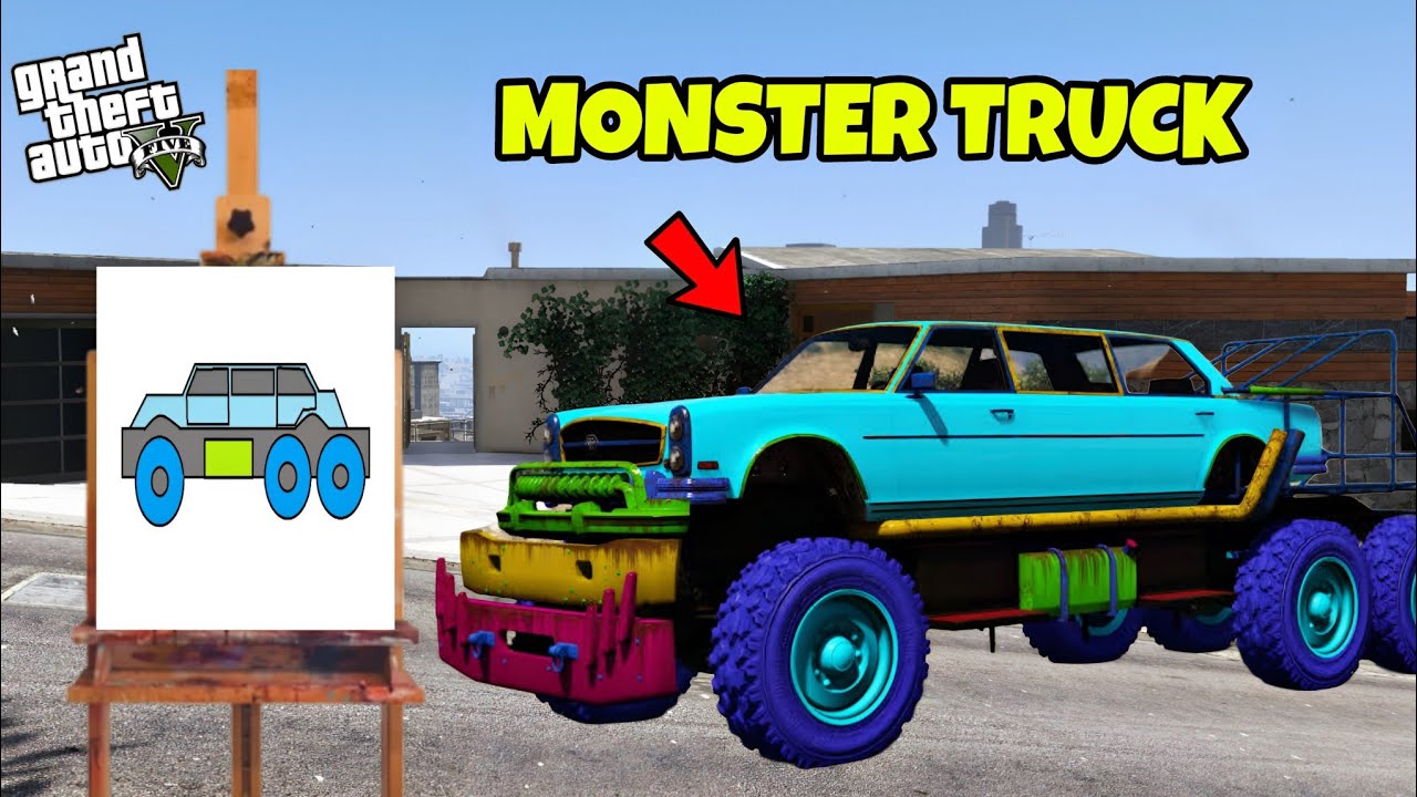 GTA 5 : FRANKLIN DRAW A POWERFUL MONSTER TRUCK WITH HELP OF MAGICAL ...