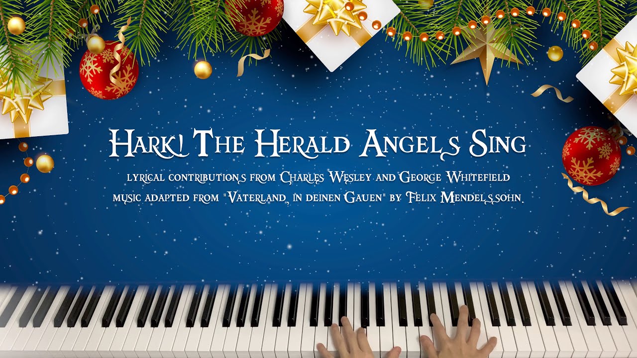 Hark The Herald Angels Sing - Christmas Piano Instrumental with Lyrics ...