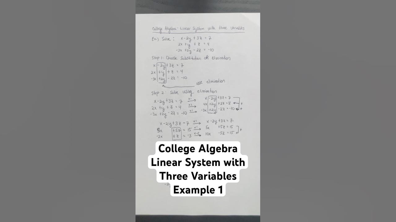 College Algebra - Linear System with Three Variables Example 1 # ...