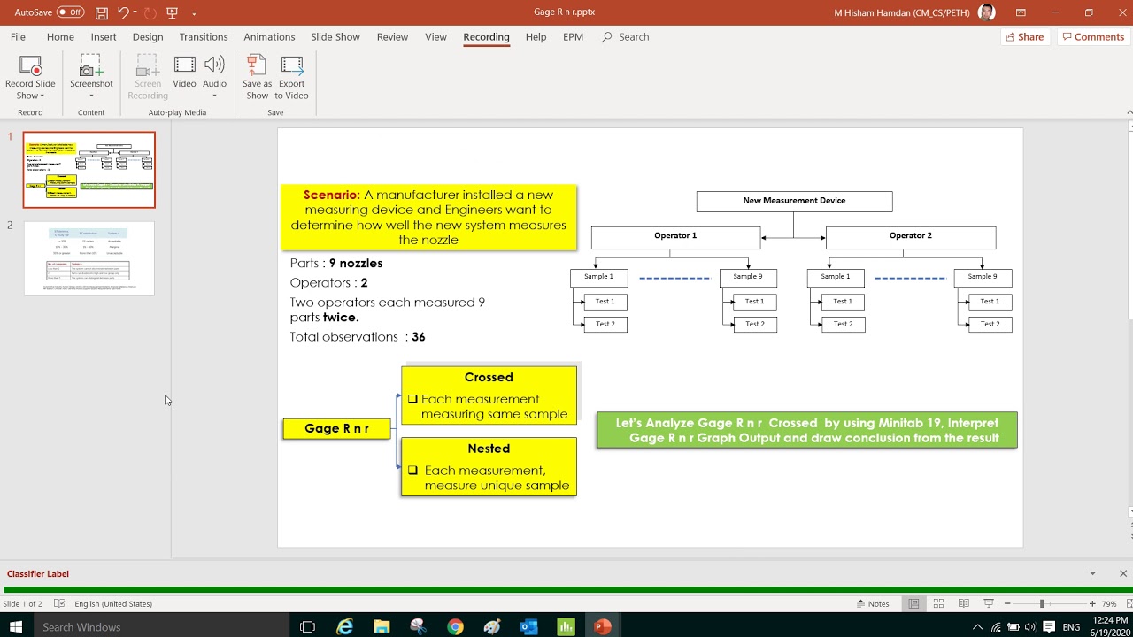 Analyzing and Interpreting Gage R n r Crossed - Minitab 19 - YouTube