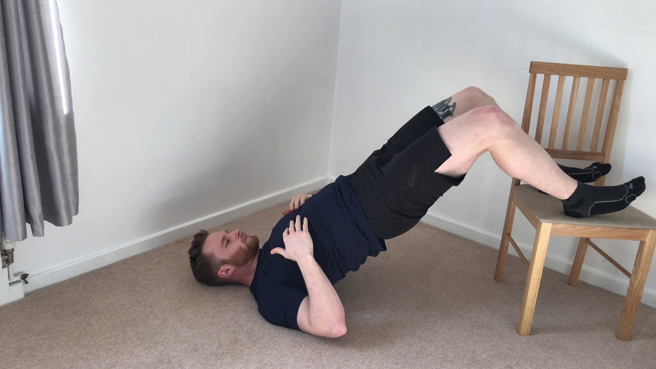 heel elevated glute bridge - YouTube