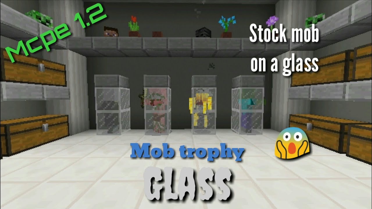 MCPE: How to make a trophy mob case(Using Command_block) - YouTube