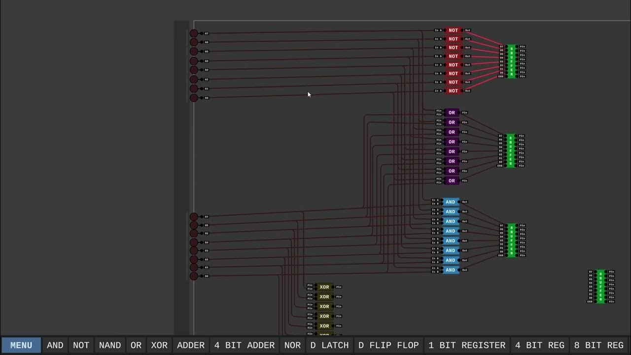 Digital Logic Sim. BUILDING A COMPUTER ( part 7 ) How to Build an 8-bit Logic engine. Not-OR-AND ...