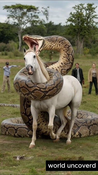 When a Giant Python Tries to Swallow a White Horse #shorts - YouTube