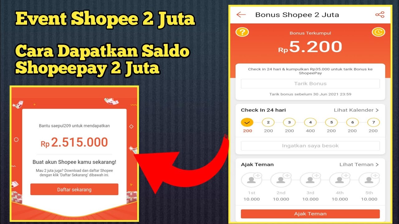 Cara Dapatkan Saldo Shopeepay 2 Juta Event Terbaru Bonus Shopee 2 Juta ...
