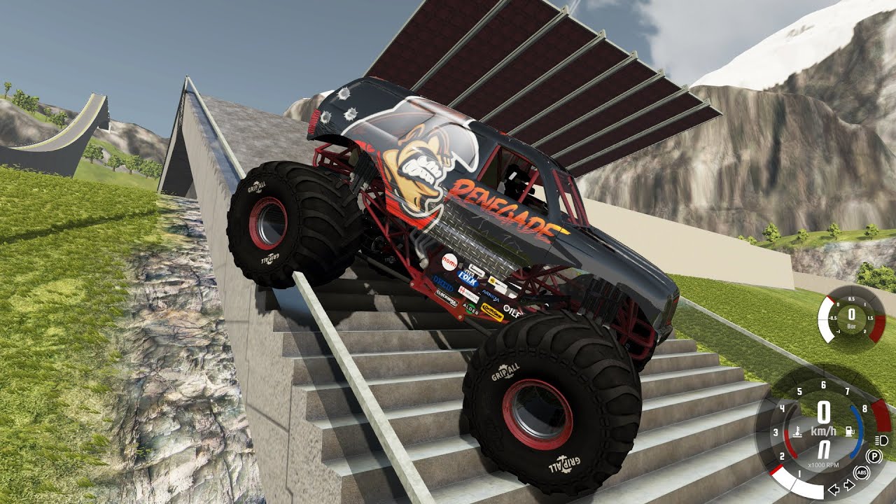 High Speed Cars Jumping Stairs Ep.12 😎 BeamNG drive | Game Video Clips ...