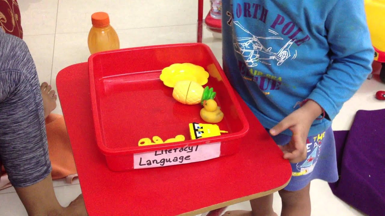 What's in the tray? Language-building Toddler Activity ! - YouTube