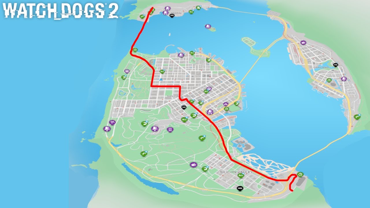 Driving Across the Map of Watch Dogs 2 as Fast as I can - YouTube