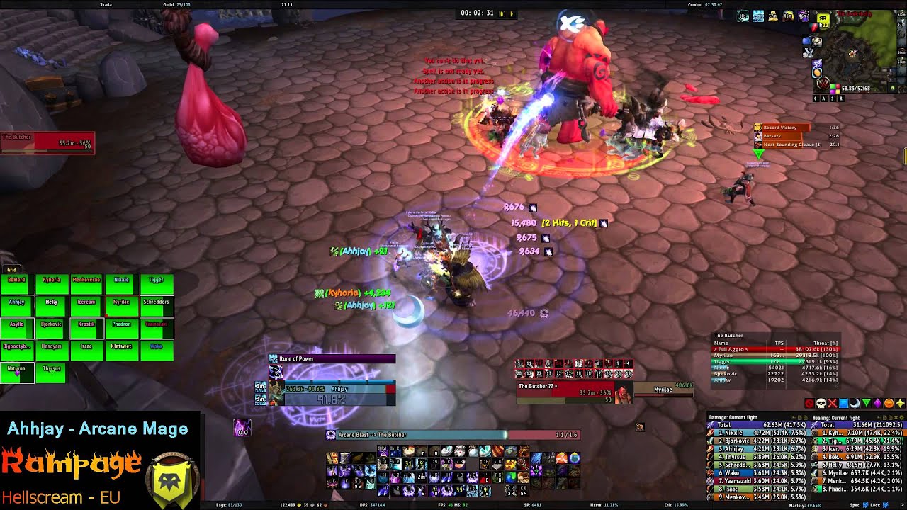 Rampage - Hellscream VS Butcher HC Mage PoV - YouTube