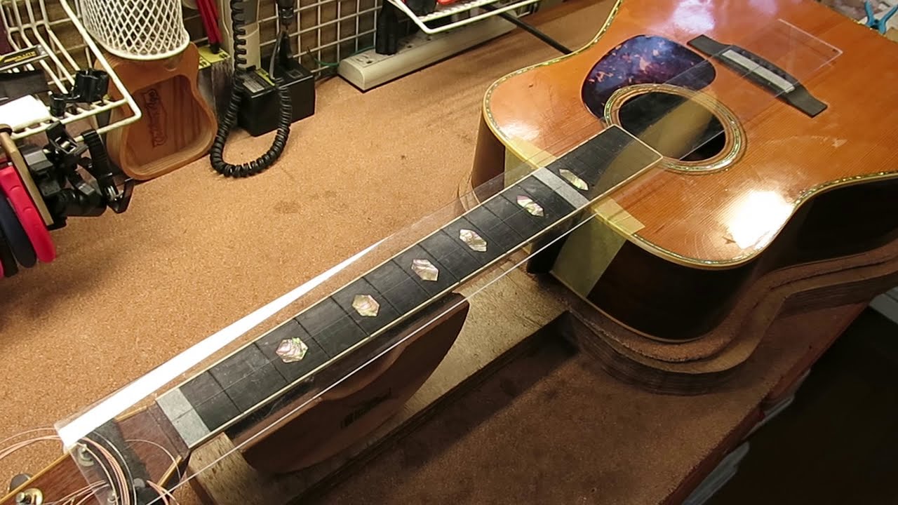 Checking neck angle and straightness for neck reset on Martin D-41 ...