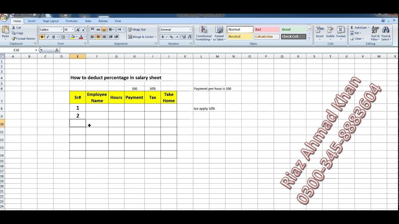 How To Deduct Percentage In Salary Sheet YouTube how-to-deduct-percentage-in-salary-sheet-youtube