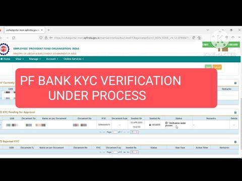 Pf bank KYC new update: Pf bank KYC verification under process. account already pending for ...