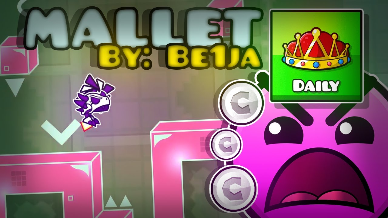 DAILY LEVEL "MALLET" ALL COINS 100% by Be1ja | Geometry Dash 2.1 - Insane | ProVilla - YouTube