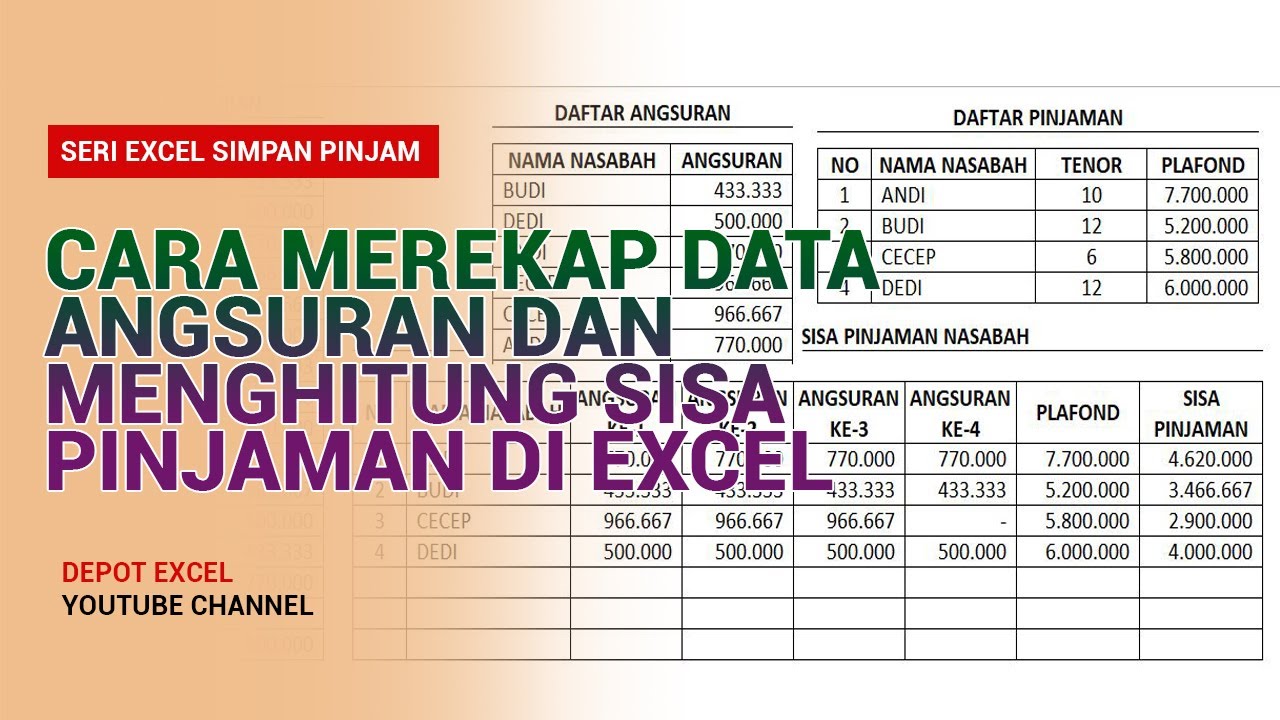 Cara Mudah Rekap Angsuran Nasabah dan Menghitung Sisa Pinjaman di Excel ...