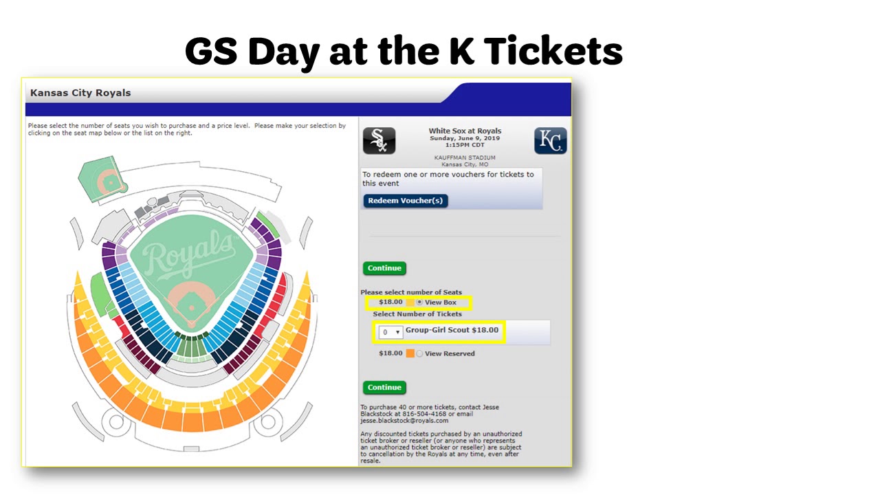 GSKSMO Girl Scout Day at the K - Purchasing and redeeming tickets - YouTube