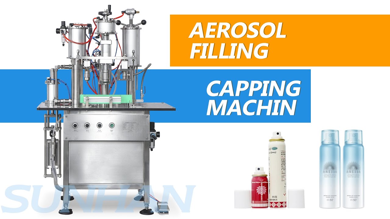 How To Package Aerosol Bottle By Filling Capping Machine - YouTube