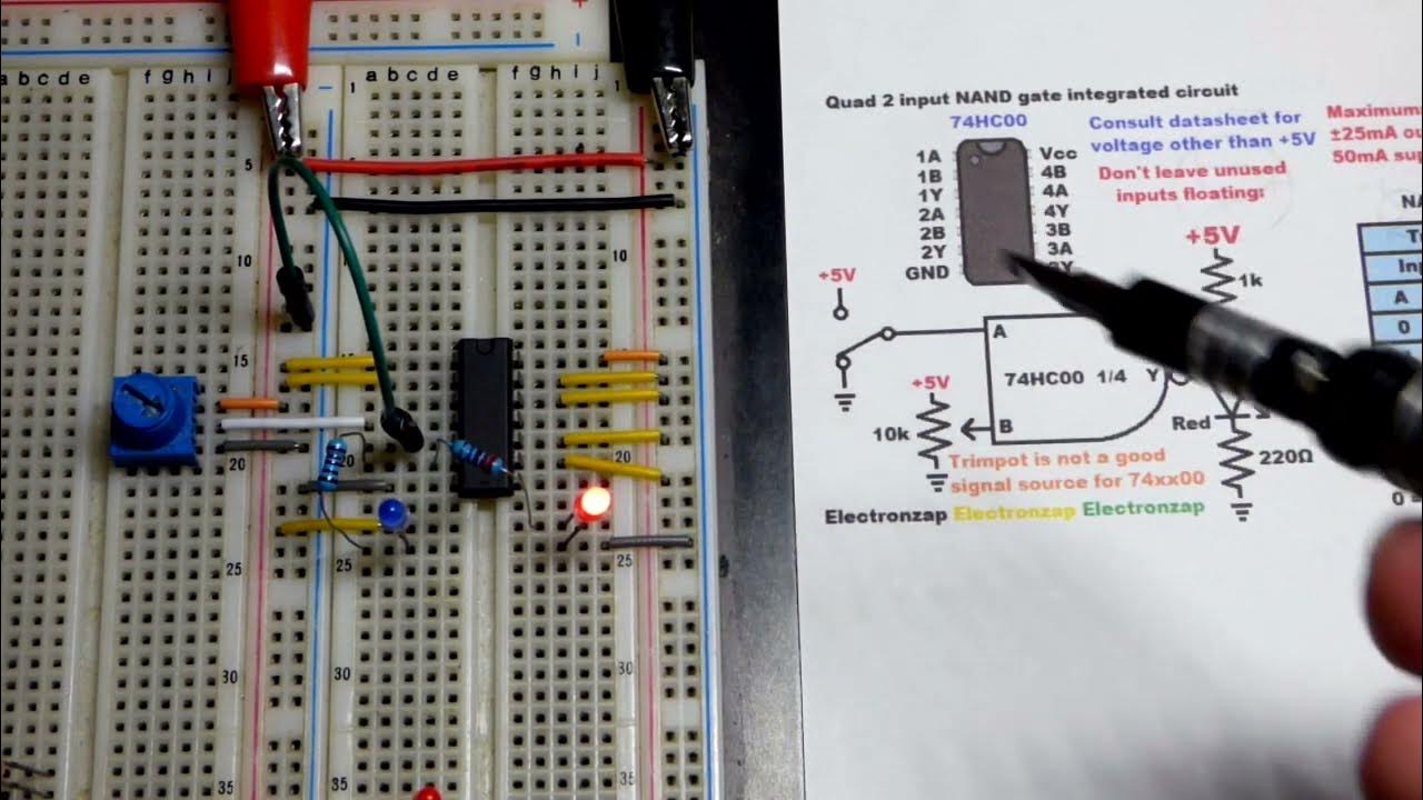 74HC00 Quad 2 input NAND Gate IC demo circuit for learning electronics shorts 80 - YouTube