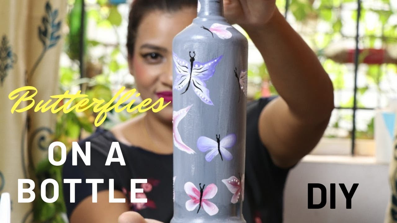 DIY Easy butterfly painting on bottle by Asha Neog | ANG Creations ...