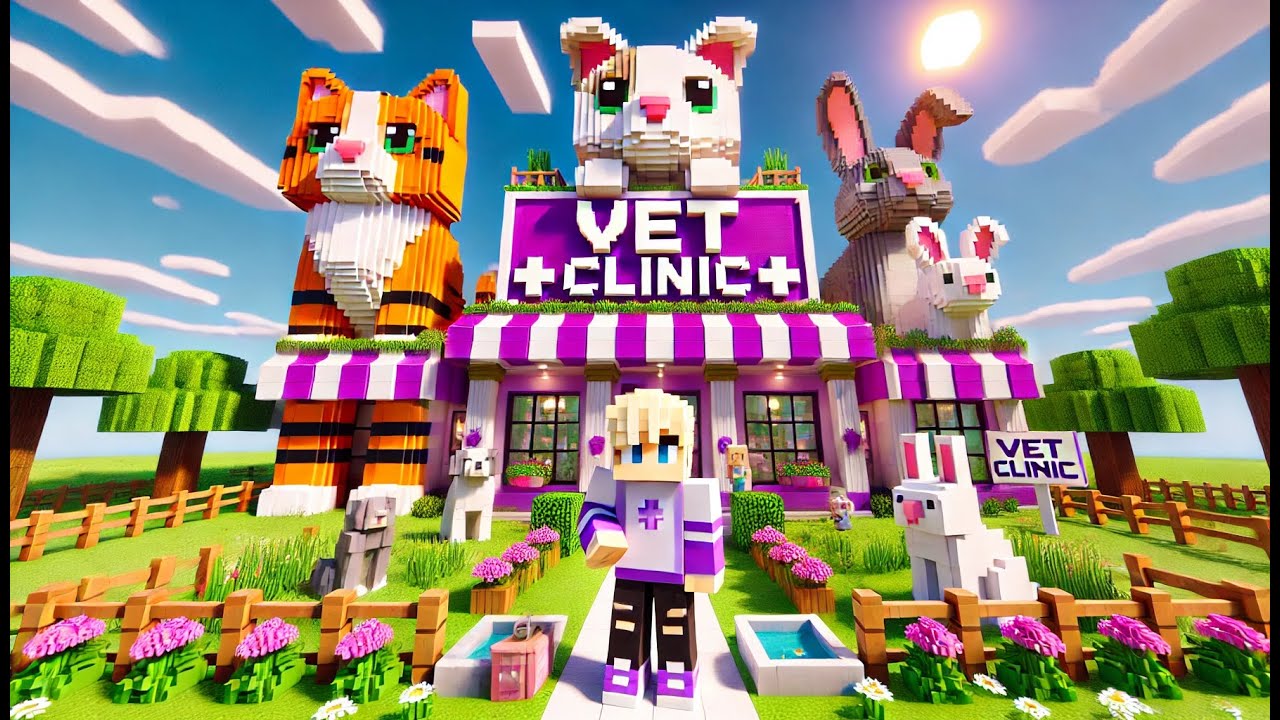 How to build a Vet Clinic in Minecraft! Heal Pets Block by Block! 🐶🔨 ...