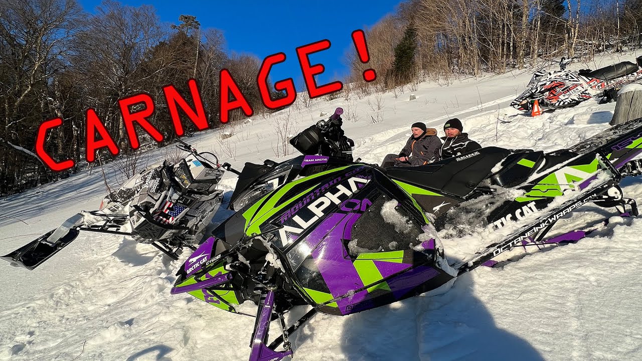 Snowmobile Ghost Rides into a Tree! - YouTube