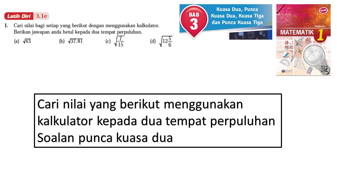 Matematik Tingkatan 1 Bab 3 Kuasa dua, punca kuasa dua, kuasa tiga ...