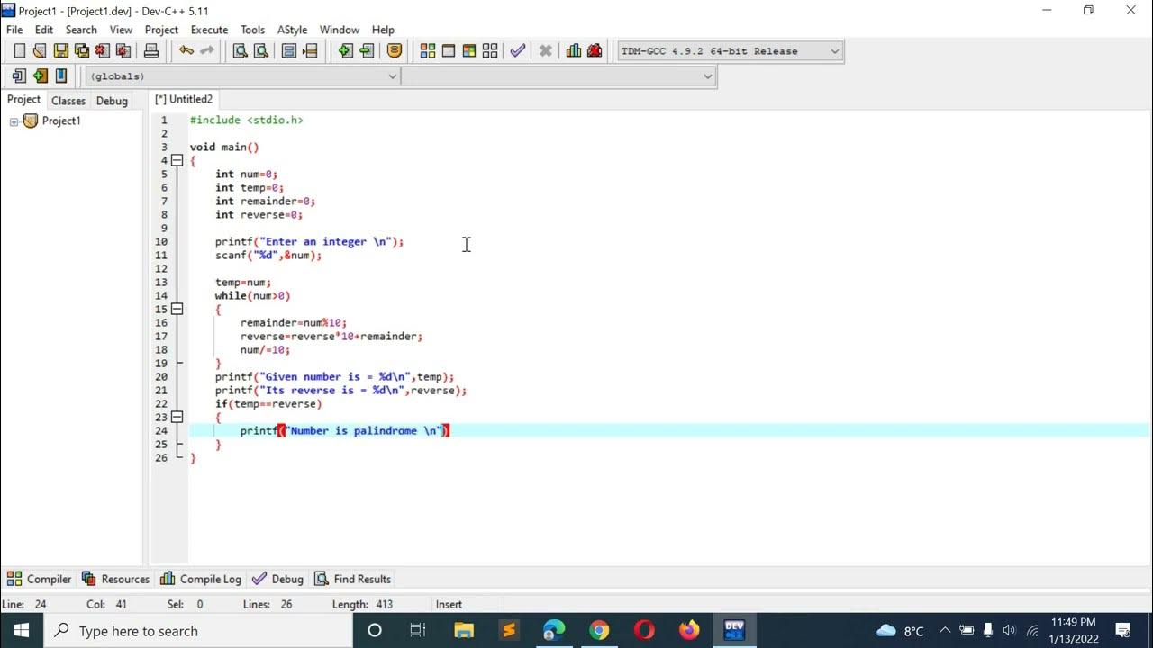 C Program to Reverse a Number & Check if it is a Palindrome - YouTube