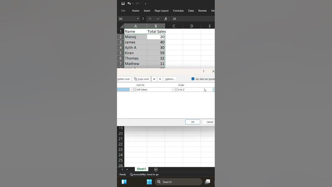 How to Sort Multiple Columns of a Table together in MS Excel - YouTube