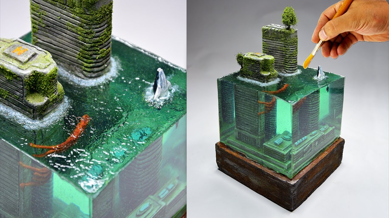 New Tsunami Diorama | Epoxy resin | Polymer Clay | no 3d printer - YouTube