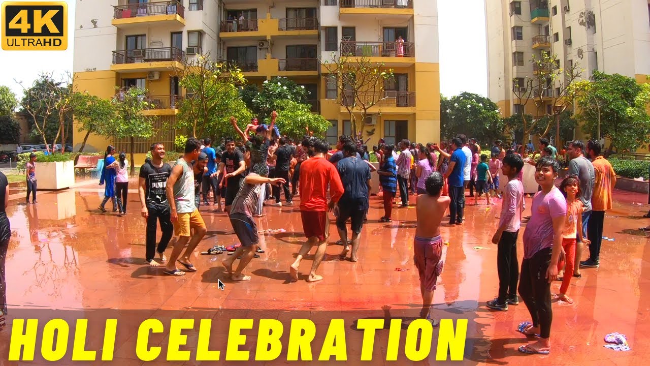 COLOURFUL HOLI CELEBRATION AT VIPUL GARDENS DHARUHERA - YouTube