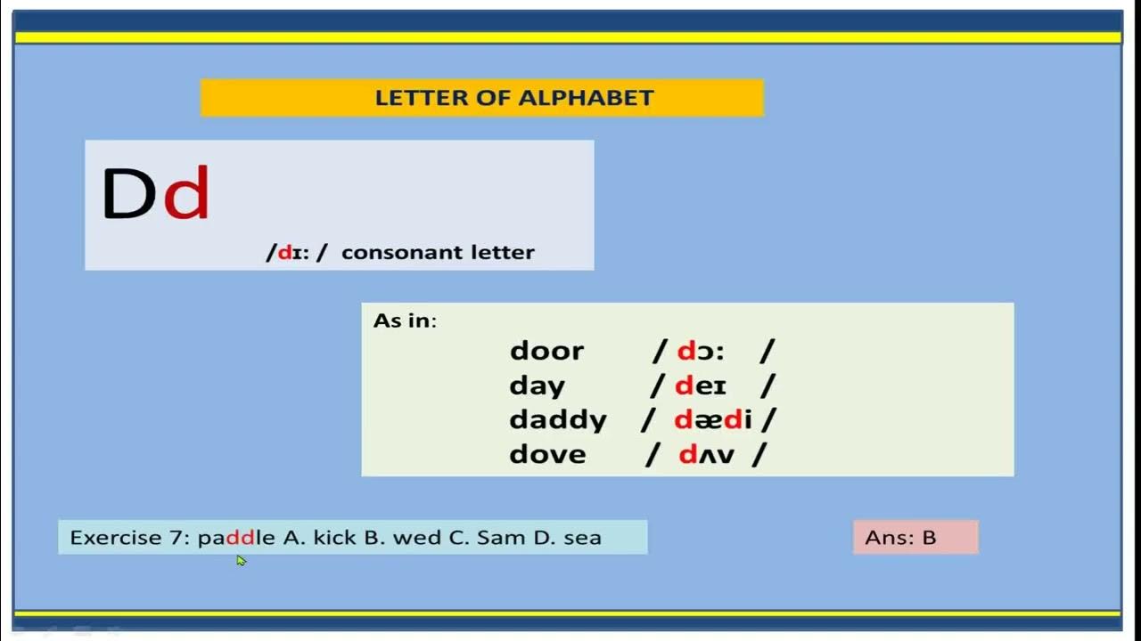 Lesson 4 Consonant letter 'D' and its phoneme 'k' for WAEC, NECO, UTME ...
