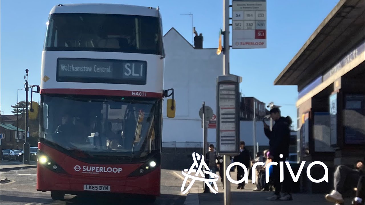 Journey on the Arriva Superloop Enviro 400 H City LK65BYM on bus route ...
