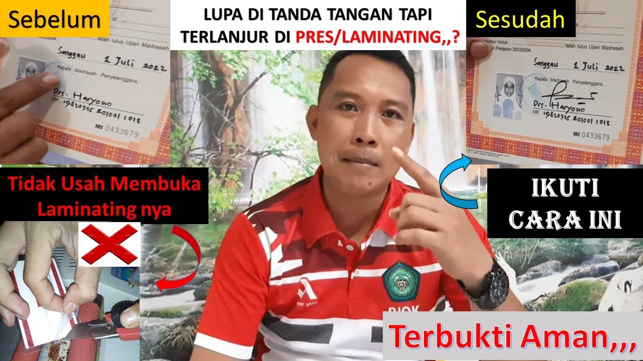 CARA MENGATASI LUPA TANDA TANGAN TANPA MEMBUKA LAMINATING.#ijazah #laminating - YouTube