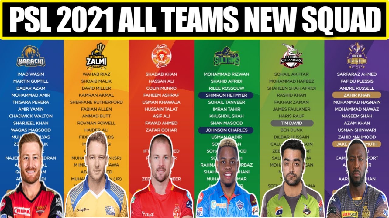 PSL 2021 All Teams Conform Squad For Remaining Matches | PSL 2021 All ...