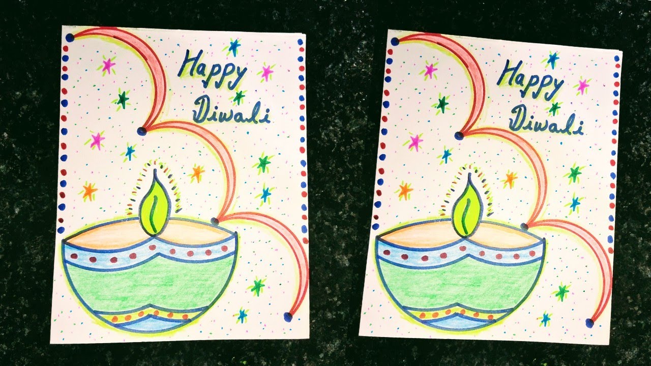 Easy & Beautiful white paper Diwali Card making|DIY Diwali greeting ...