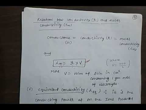 Relationship between conductivity and Molar conductivity - YouTube