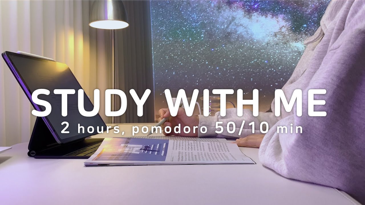 |STUDY WITH ME| 2HOURS, pomodoro 50/10, No music, Fireplace, 스터디윗미, study with me timer - YouTube