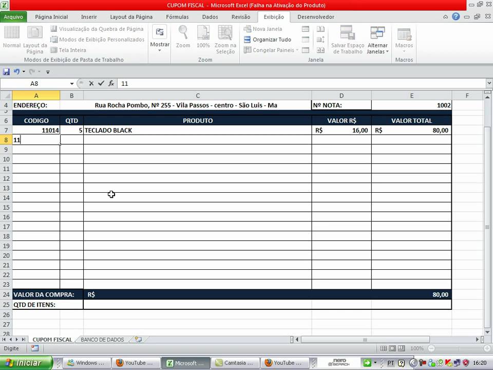 Modelo de Nota Fiscal em .Doc Preenchimento Fácil - Xicaras