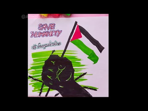 Draw Palestinians Flag 🇵🇸 | Free Palestine drawing step by step with ...