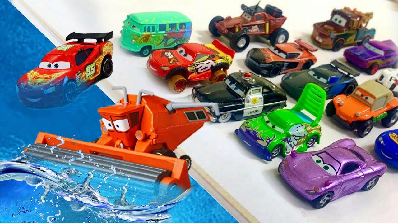 Disney Pixar Cars That Fall Into The Water! Lightning McQueen, Natalie ...