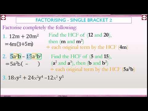 Factorising Single bracket 2 - YouTube